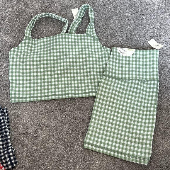 aerie | Tops | Aerie Green Gingham Workout Set | Poshmark
